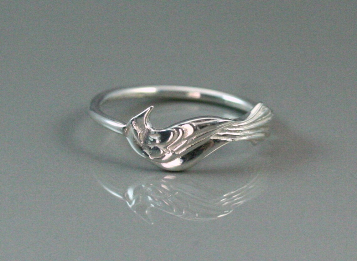 Bird Silver Ring, Phoenix Bird Ring, Silver Delicate Ring, Bird Jewelry ...