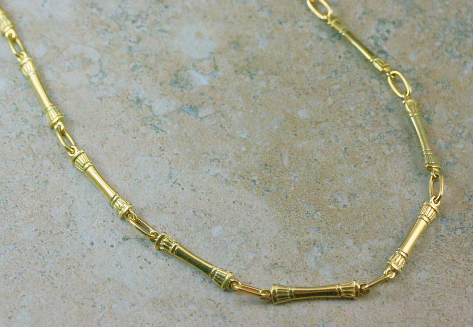 Egyptian Solid Gold Chain Necklace Gold Antique Link Bar | Etsy