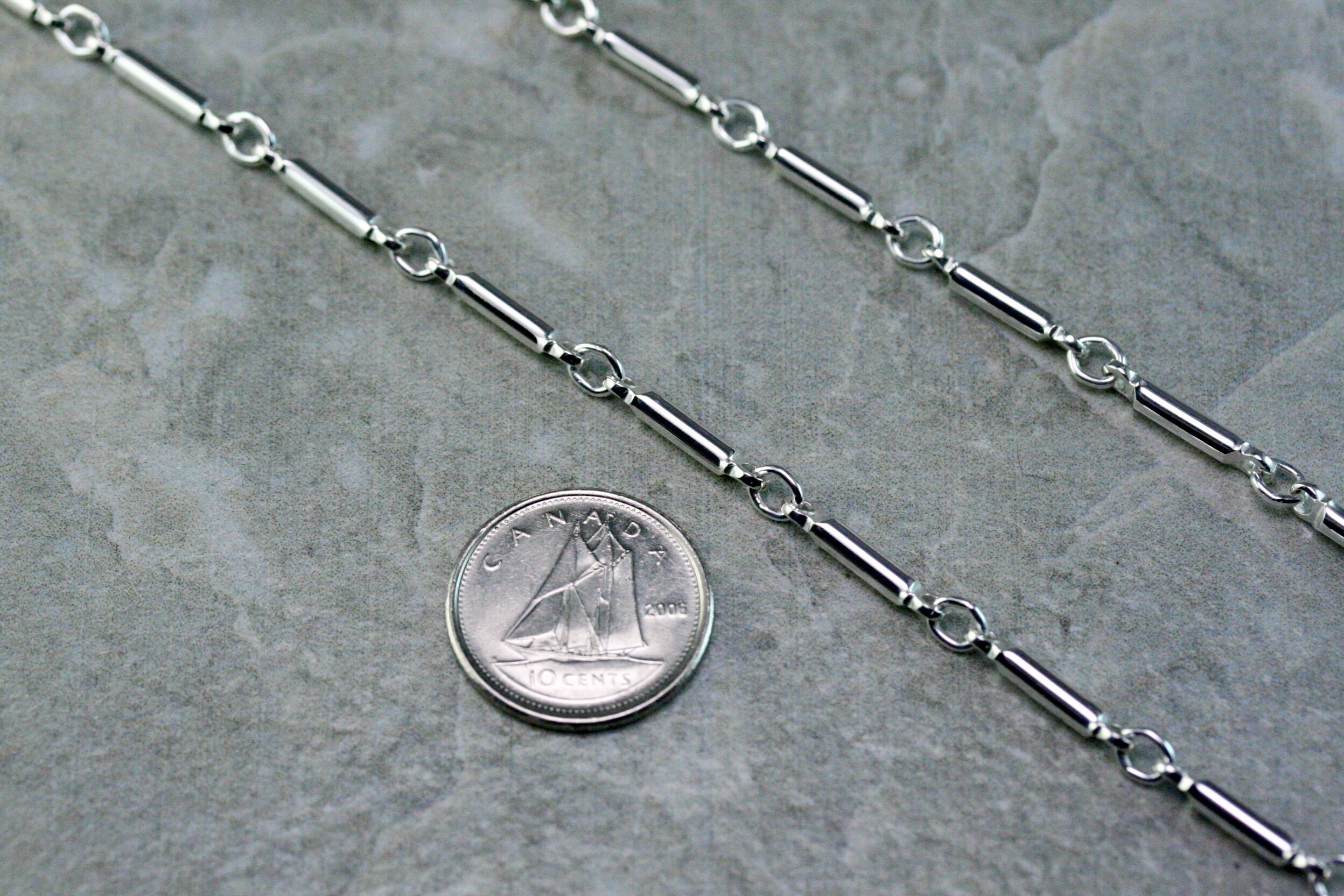 Sterling Silver Link Bar Chain | Etsy