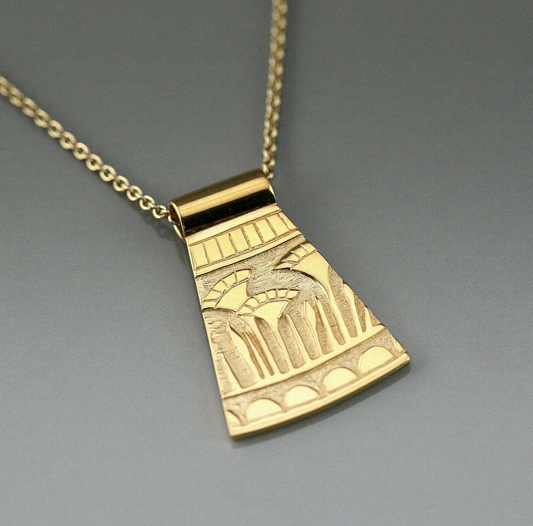 Egyptian Solid Gold Necklace, Rectangle Gold Necklace, Egyptian Jewelry ...