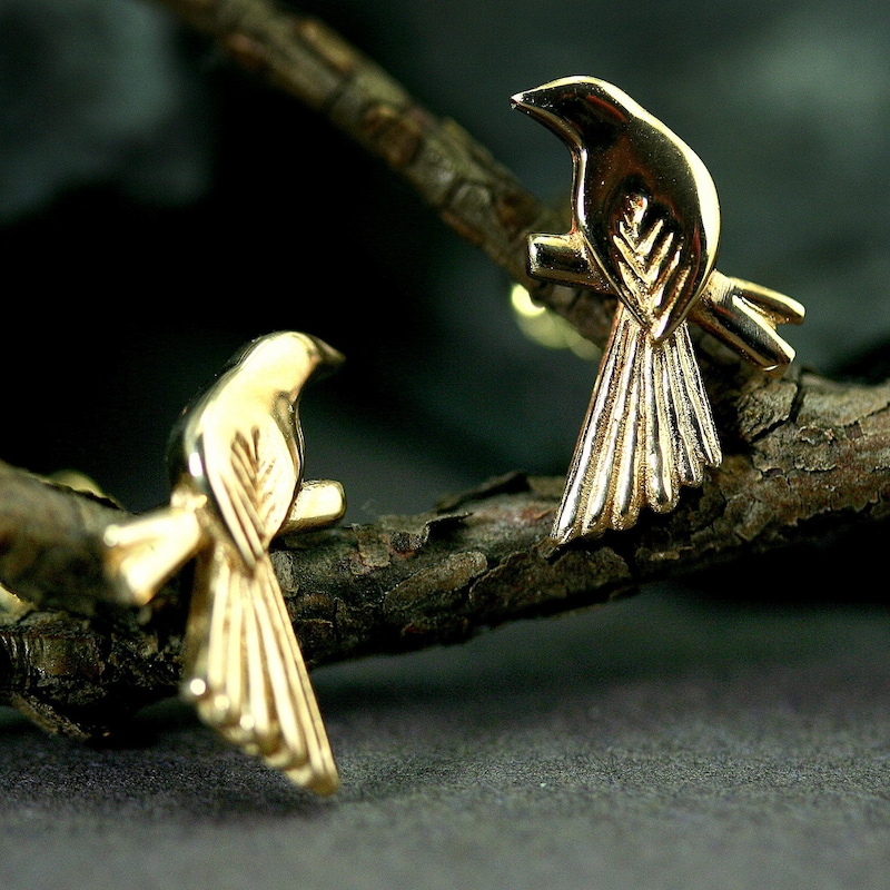 Gold Bird Earrings - Etsy