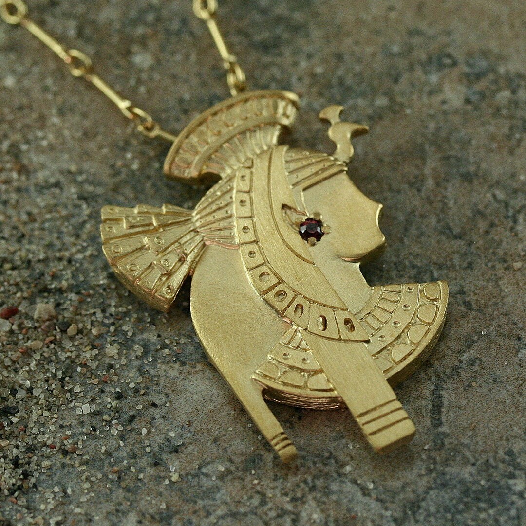 Egyptian Necklace, Gold Cleopatra Necklace, Egyptian Brooch, Cleopatra ...