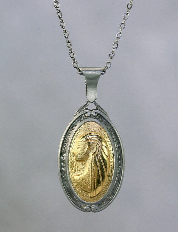 Egyptian necklace gold and silver egyptian necklace cameo | Etsy