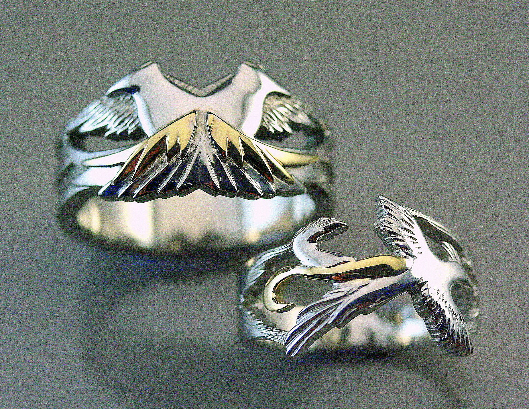 Unique wedding set Phoenix ring engagement ring set bird | Etsy