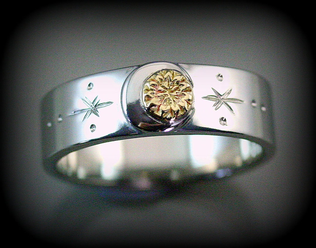 Men Moon and Sun Ring, Sun and Moon Crescent Silver Ring, Yin Yang Ring ...