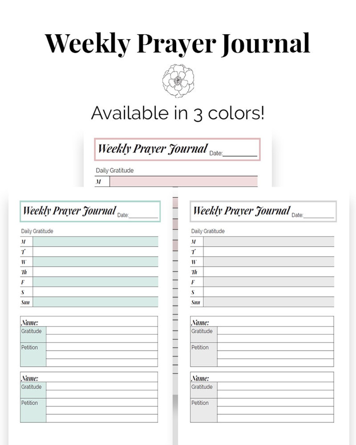 Weekly Prayer Journal Christian Planner Instant Download Bullet Journal ...