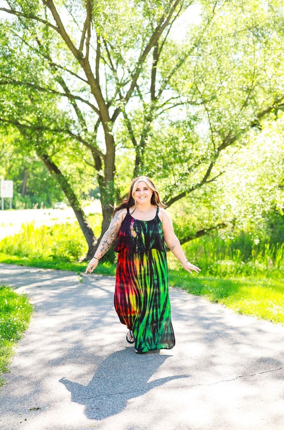 Tie Dye Dress Womens Tie Dye Maxi Dress Rasta Tye Etsy