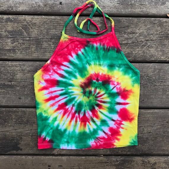 Tiedye Halter Top Rasta Tie Dye Handmade Spiral Tie Dye Etsy