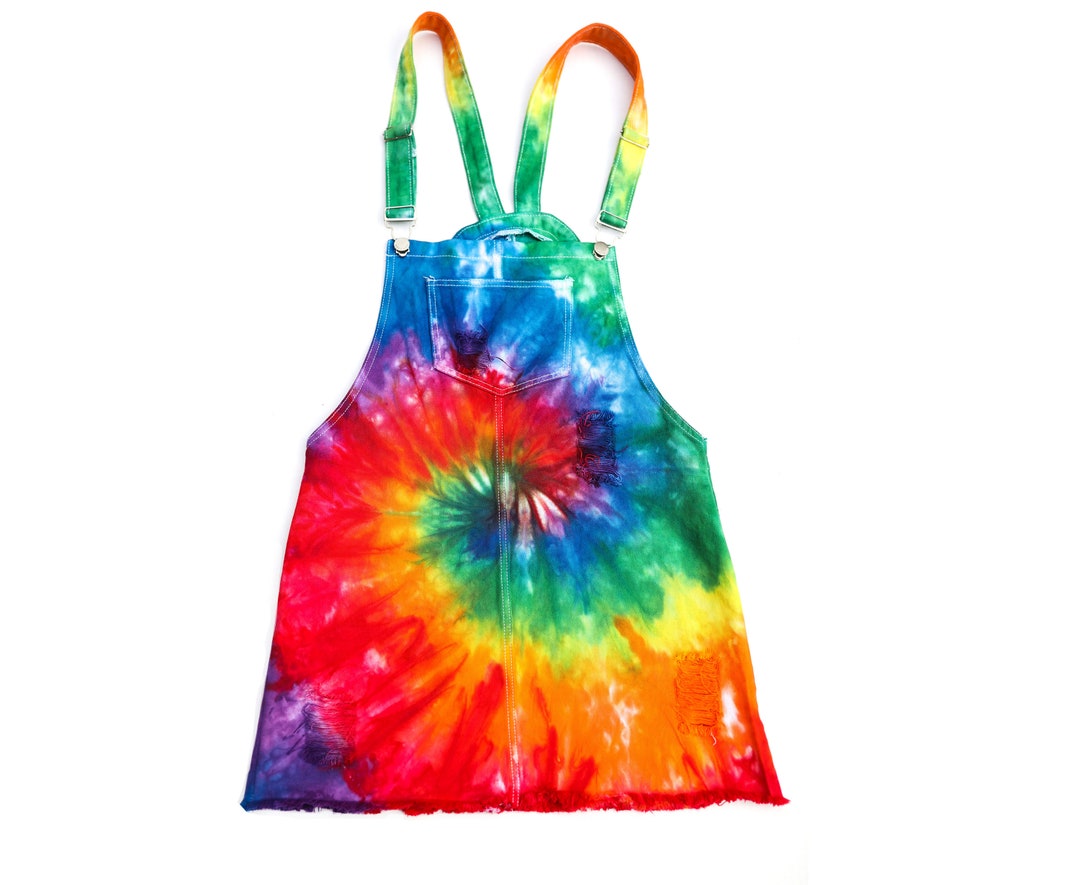 Tie Dye Rainbow Overall Dress - Women's Rainbow Overalls - Hippie ...