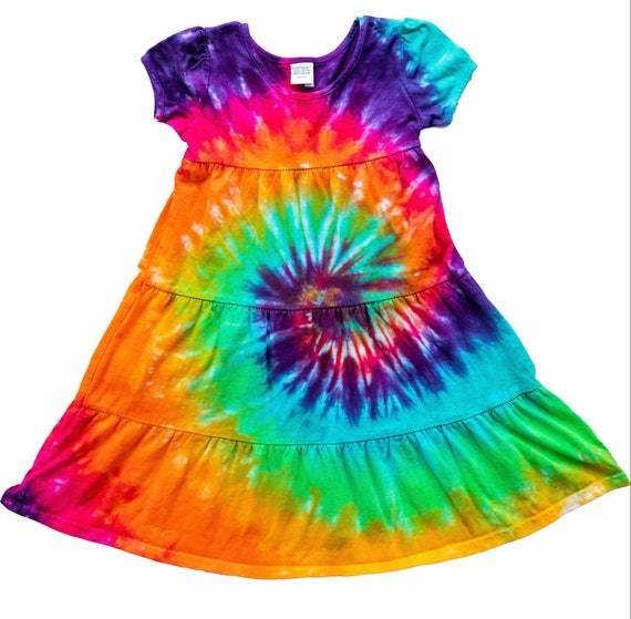 Tie Dye Girl Dress Little Girl Tie Dye Girl's Rainbow - Etsy