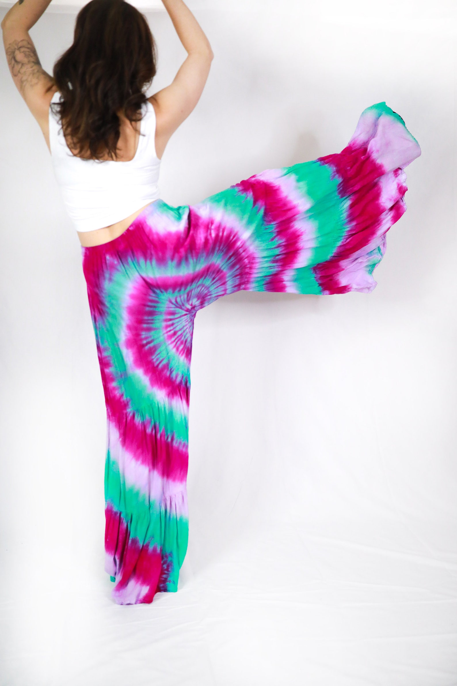 Tie Dye Hippie Flare Pants Retro Womens Pants Loose Fit Etsy