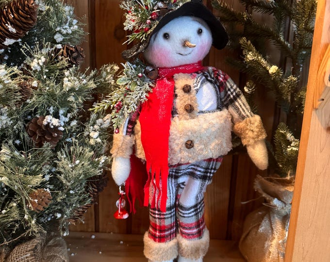 Primitive Snowman Doll-handmade Snowman-vintage Snowman-old Fashioned ...