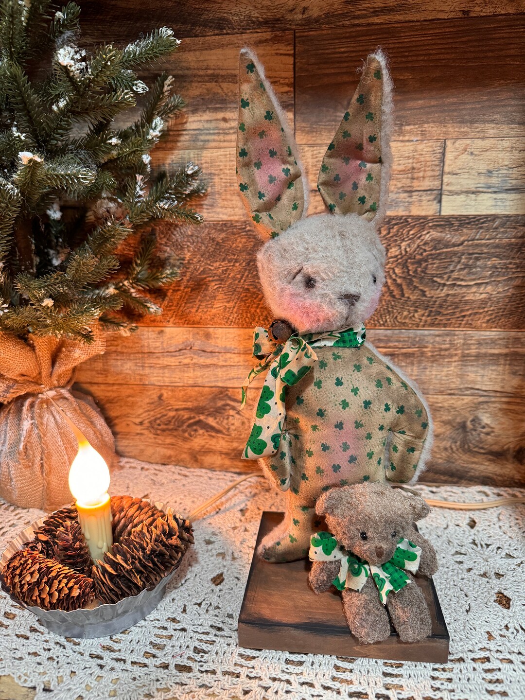Primitive Bunny Rabbit-folk Art Bunny-irish Bunny-plush Bunny-vintage ...