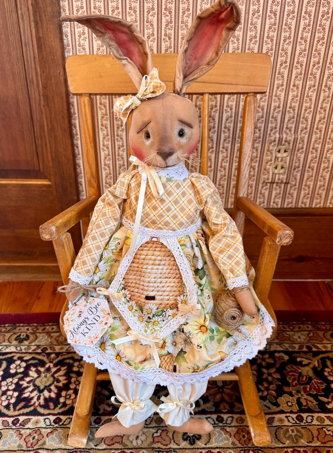 Handmade Primitive Bunny Doll-spring Rabbit-vintage Bunny-folk Art ...