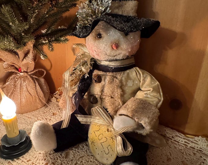 Primitive Snowman Doll-new Year Snowman-vintage Snowman-handmade ...