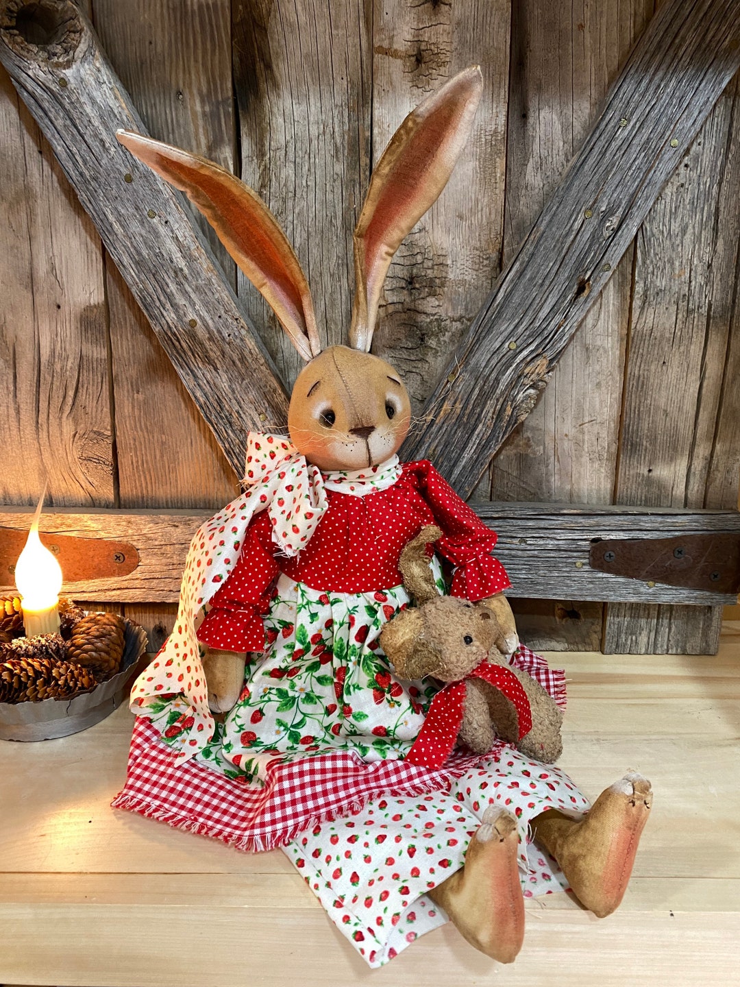 Handmade Primitive Bunny Doll-spring Rabbit-vintage Bunny-folk Art ...
