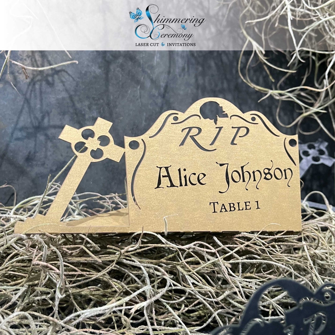 Gravestone Laser Cut Place Cards Casket Shape of Gothic Wedding ...