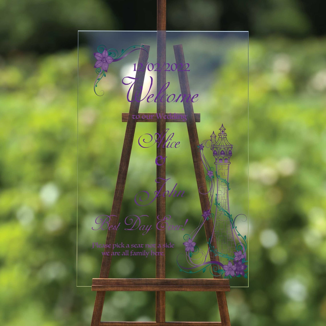 Tangled Tower Acrylic Wedding Welcome Sign Personalized UV | Etsy