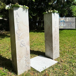 Marble Column Stone Welcome Sign Flower Box UV Printed Wedding Decor ...