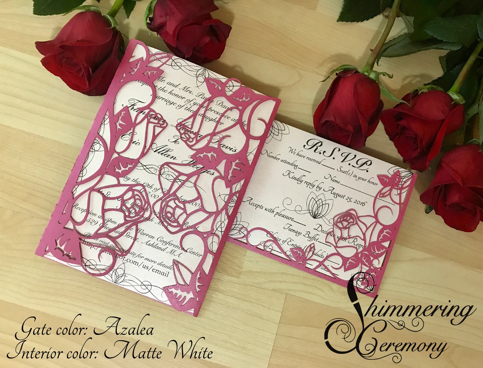 Roses Laser Cut Gatefold Wedding Invitation With RSVP - Etsy