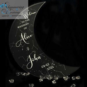 Moon and Stars Shaped Acrylic Welcome Wedding Sign Celestial Starry ...