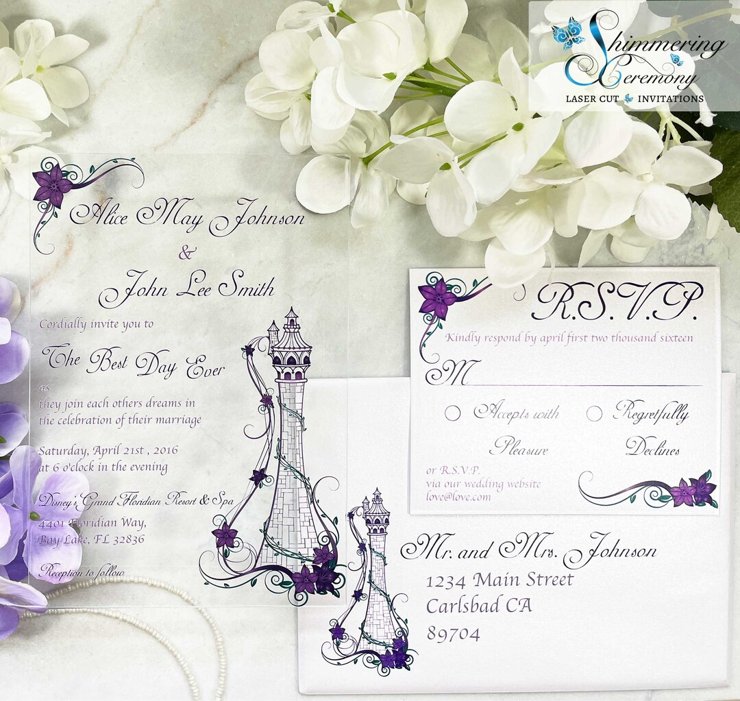 Rapunzel Inspired Tangled Tower Acrylic Wedding Invitation Fairytale ...