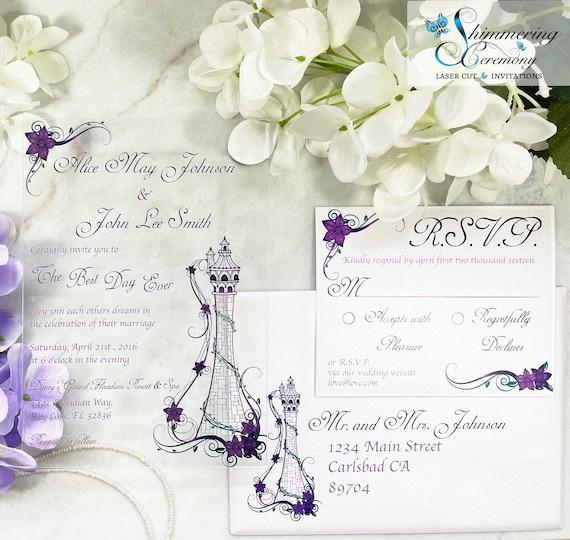 Rapunzel Inspired Tangled Tower Acrylic Wedding Invitation | Etsy
