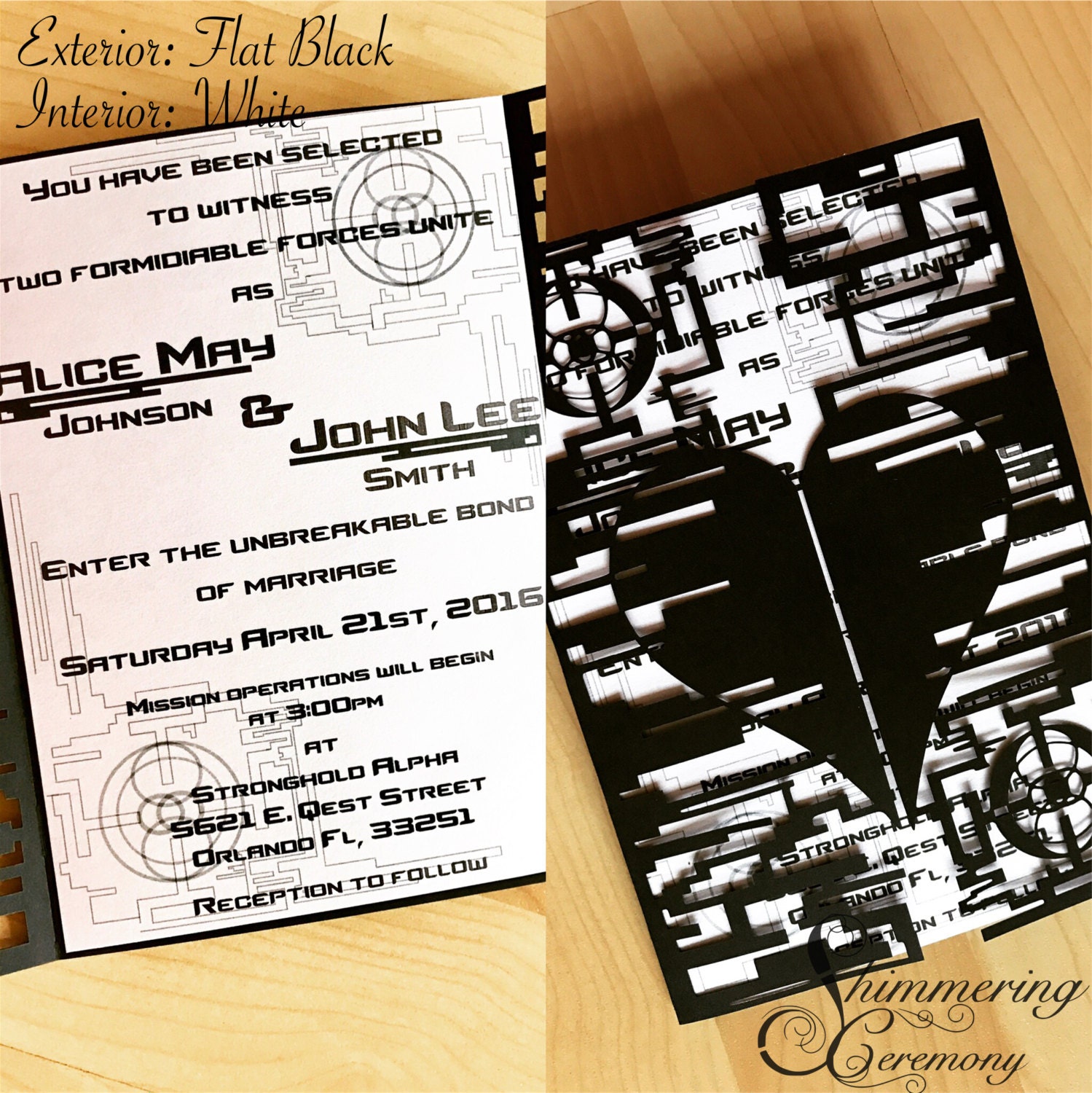 Video game wedding invitation laser cut techie heart and sci | Etsy