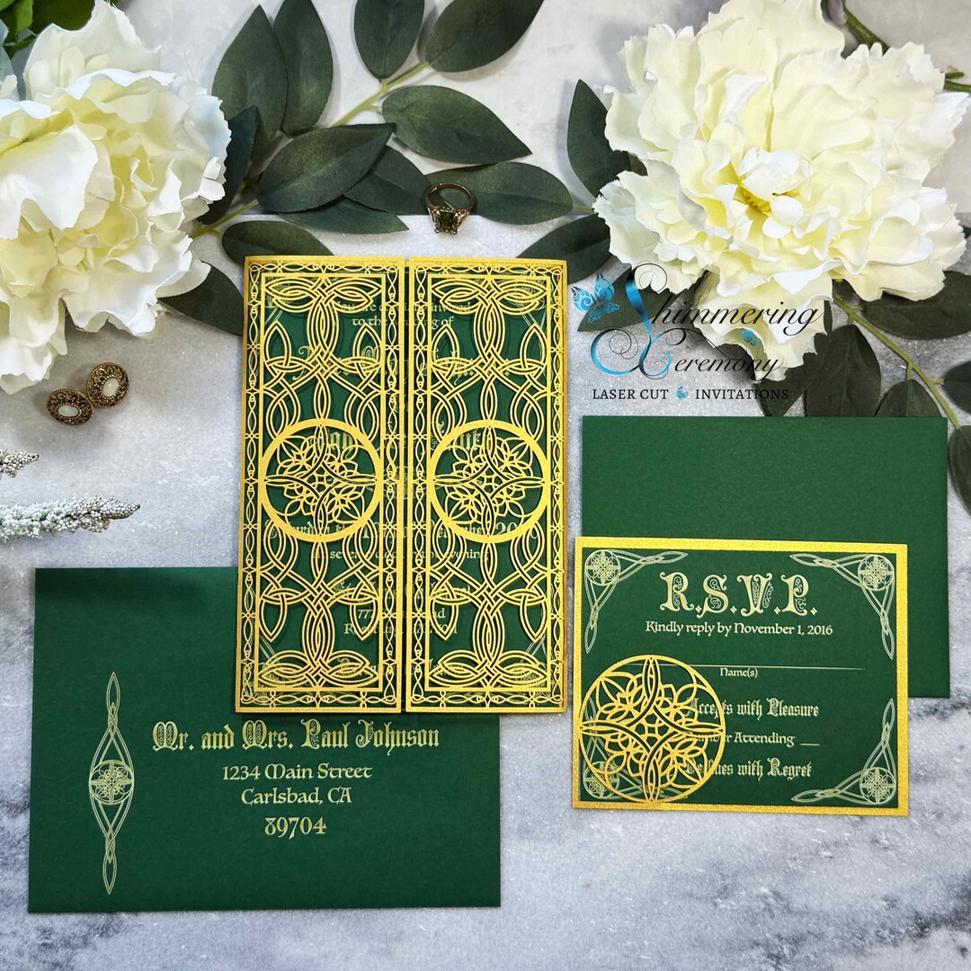 Celtic Knot Laser Cut Wedding Invitation, Irish Woven Cross - Etsy