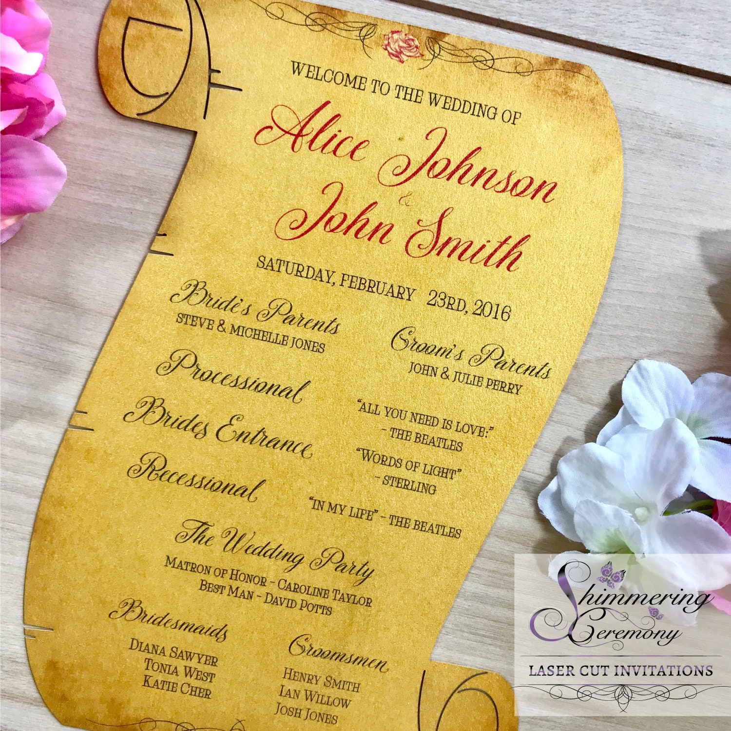 Sleeping Beauty laser cut Scroll Program for a Fairytale | Etsy