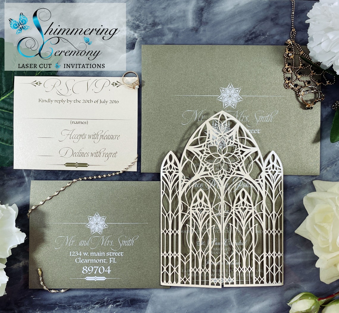 Cathedral Wedding Invitation Laser Cut Church Window Invites - Etsy