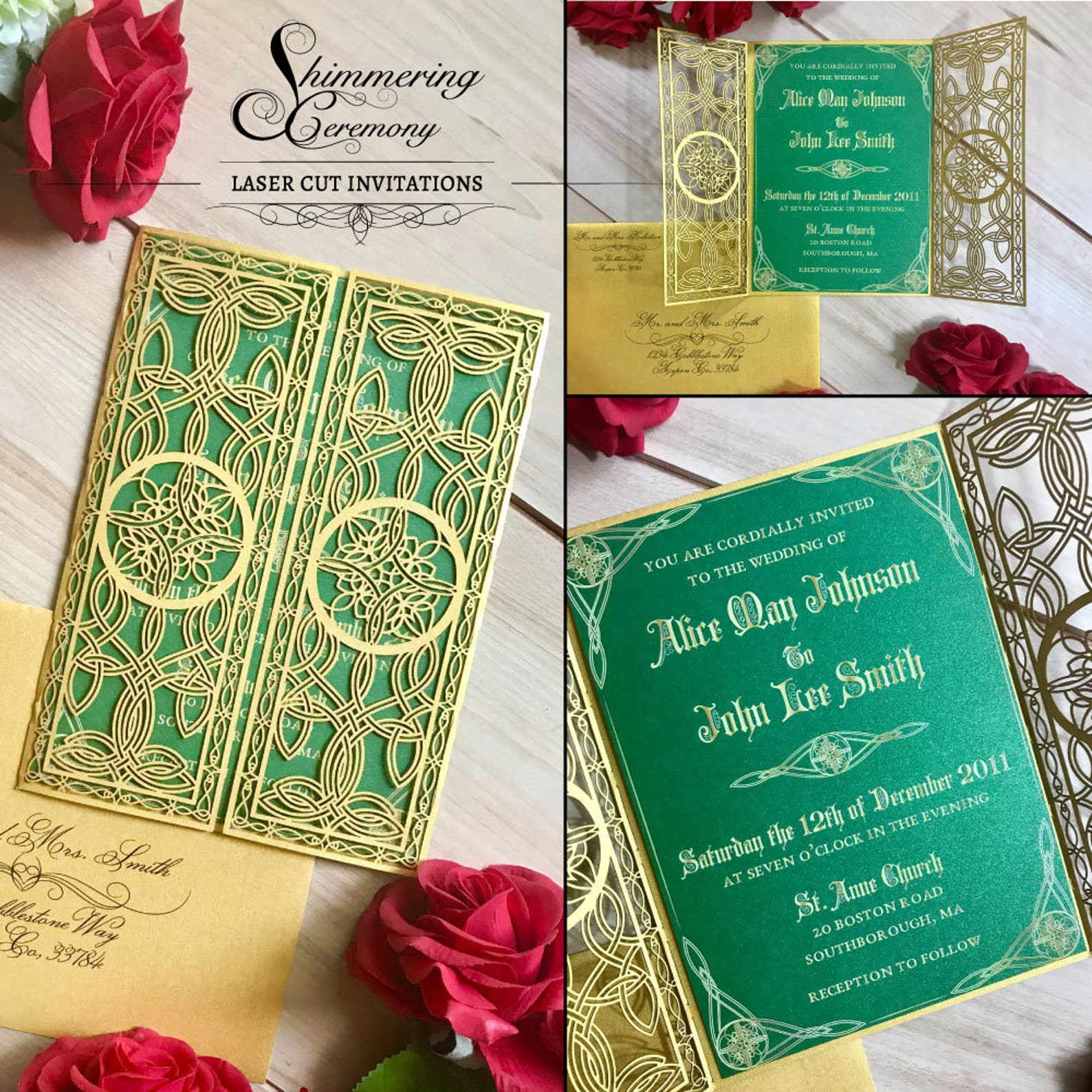 Celtic Knot Laser Cut Irish Wedding Invitation Woven Cross | Etsy
