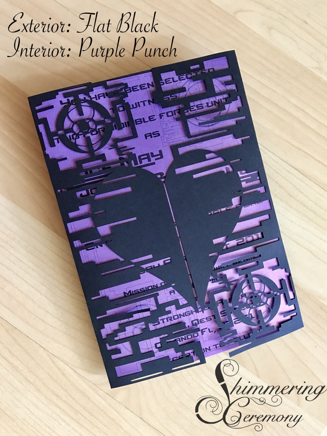 Video game wedding invitation laser cut techie heart and sci | Etsy