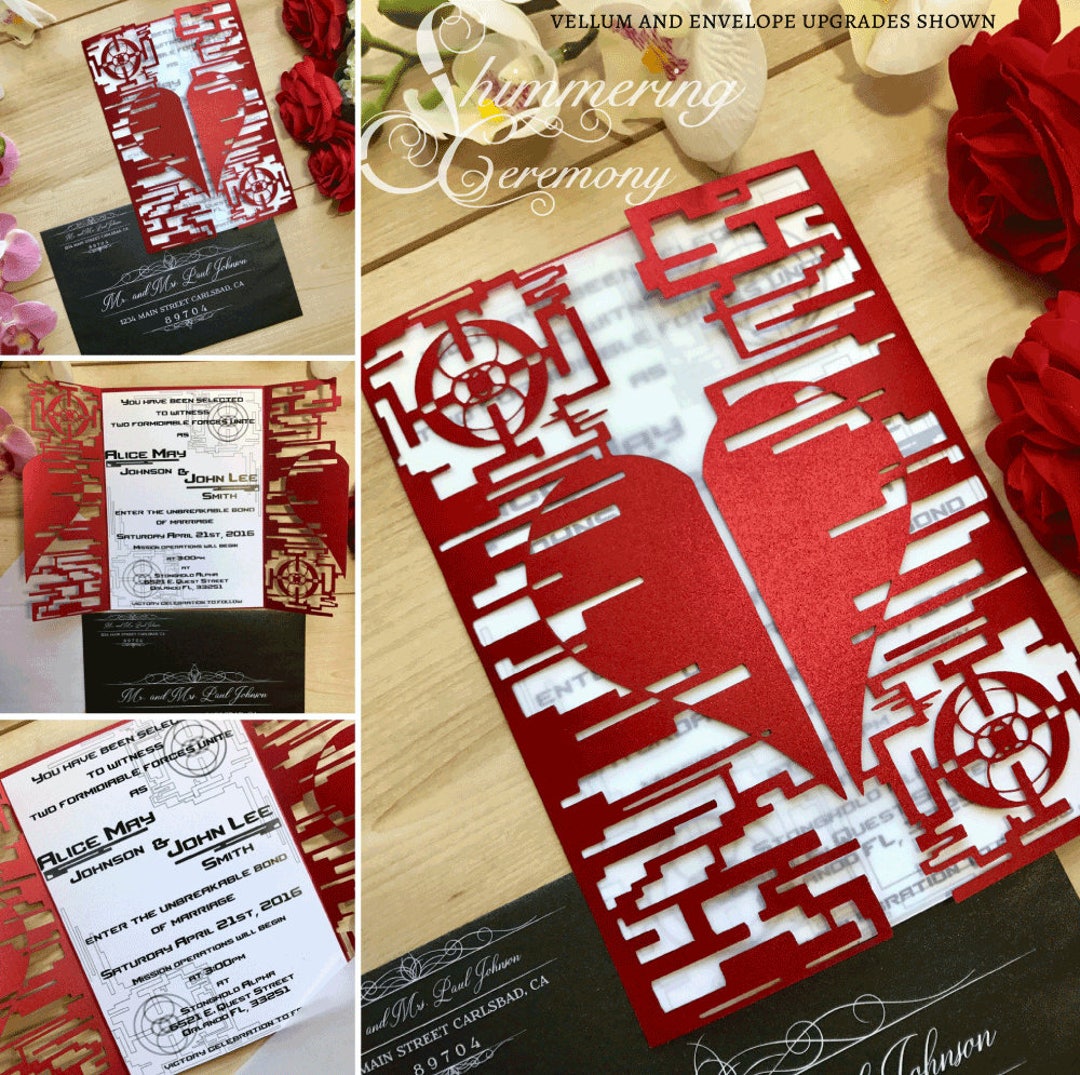 Video Game Wedding Invitation Laser Cut Techie Heart and Sci Fi Halo ...