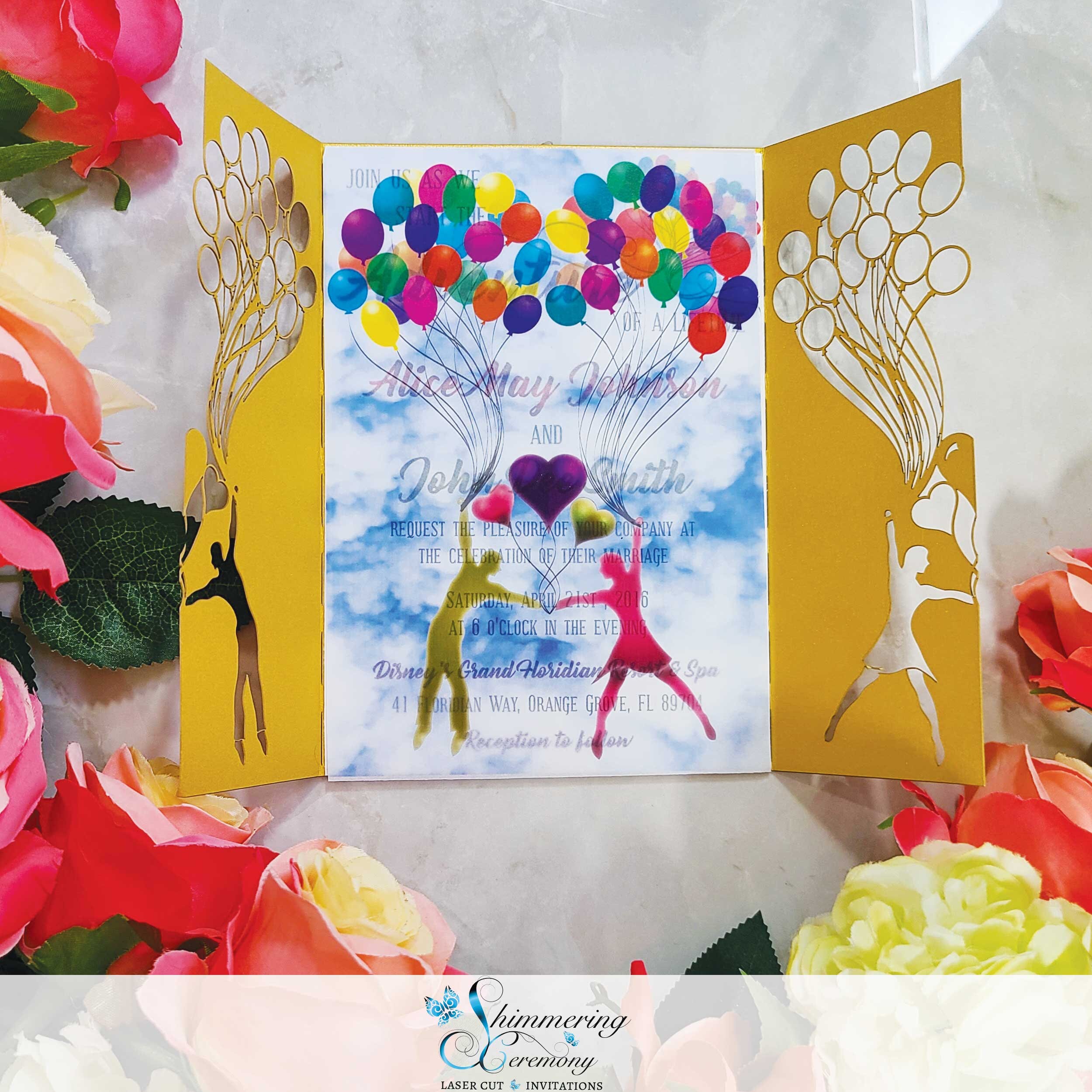 Up Inspired Wedding Invitation Balloons in the Sky Love Story Invite ...