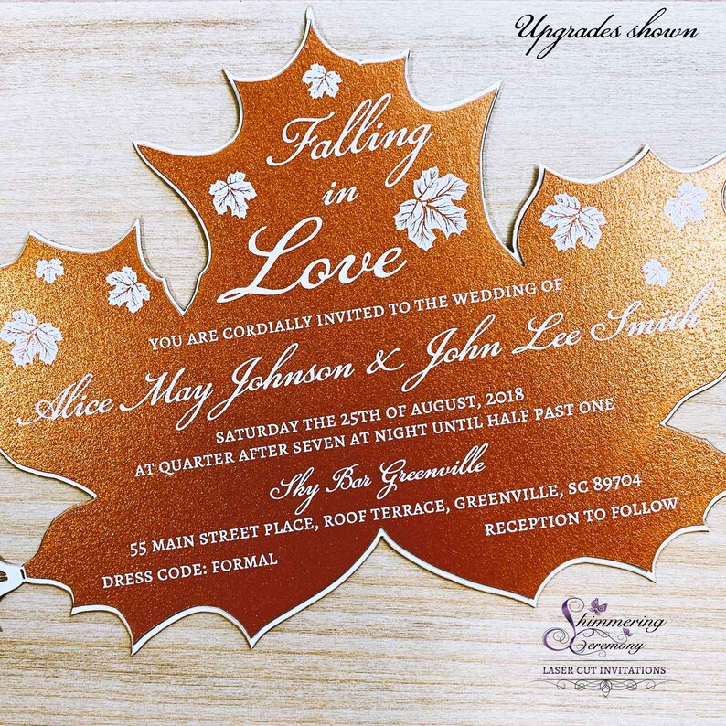 Maple Leaf Gatefold Laser Cut Wedding Invitation Shaped Autumn Leaves ...