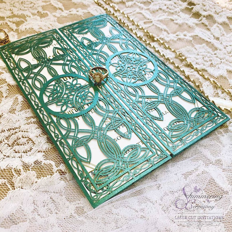 Celtic Knot Laser Cut Irish Wedding Invitation Woven Cross Nordic ...