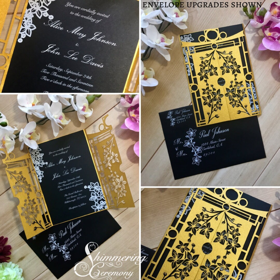 Japanese Inspired Gatefold Wedding Invitation With Cherry Blossom ...