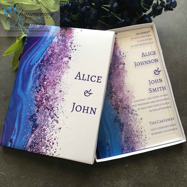 Geode Crystal Acrylic Wedding Invitation Modern Clear Invite - Etsy