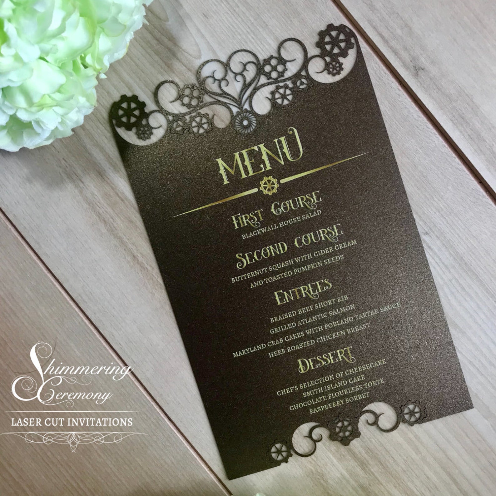 Steampunk Laser Cut Menu or Program Industrial Cut Gears - Etsy