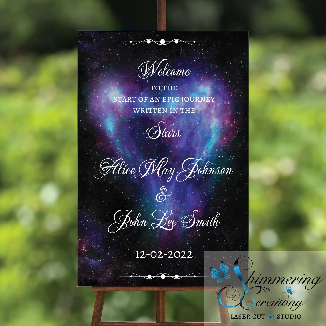 Galaxy Heart Acrylic Wedding Welcome Sign Personalized UV | Etsy