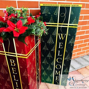 Christmas Present Flower Box Sign Welcome Sign Xmas Wrapping Paper ...