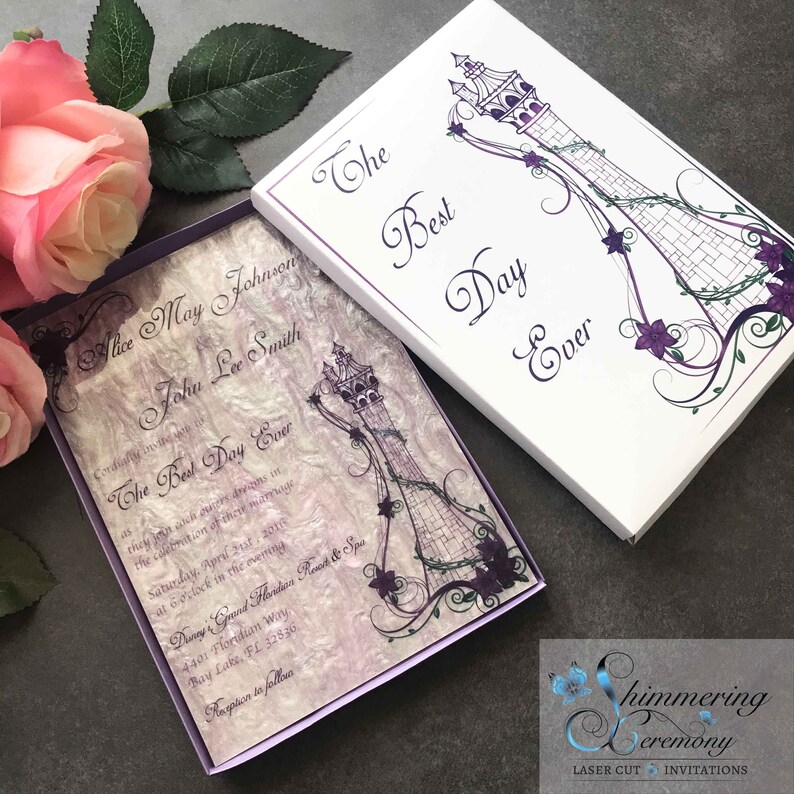 Rapunzel Inspired Tangled Tower Acrylic Wedding Invitation - Etsy