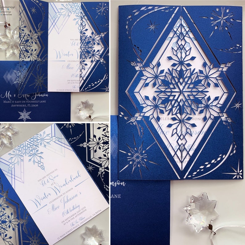Laser Cut Snowflake Wedding Invitation, Winter Wonderland Gatefold - Etsy