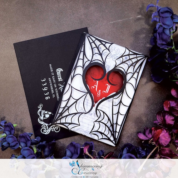 Spider Web Wedding Invitations Raspberry Spider Wedding Invitation
