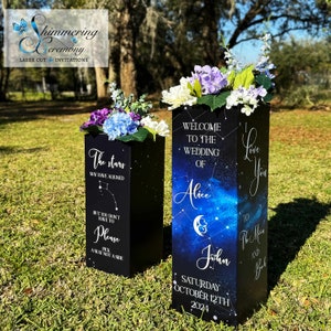 Celestial Wedding Sign Flower Boxes Galaxy Stars and Moon Party Decor ...
