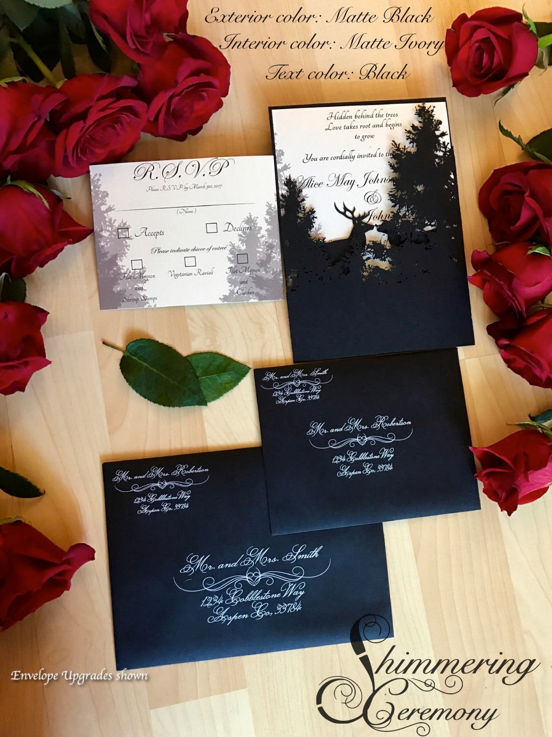 Forest Laser Cut Wedding Invitation Elk Kissing in the Trees - Etsy