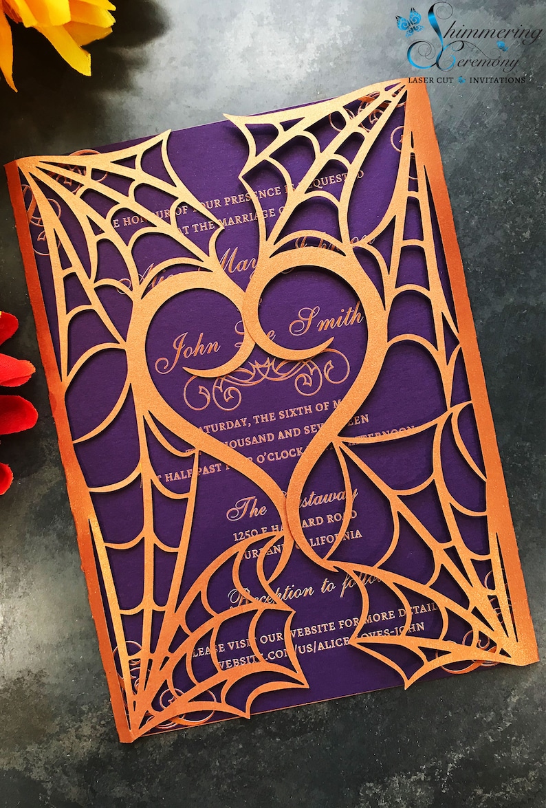 Gothic Spiderweb Halloween Wedding Invitation Laser Cut - Etsy