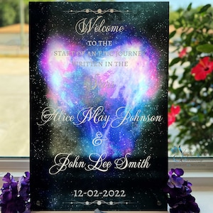 Galaxy Heart Acrylic Wedding Welcome Sign Personalized UV Printed - Etsy