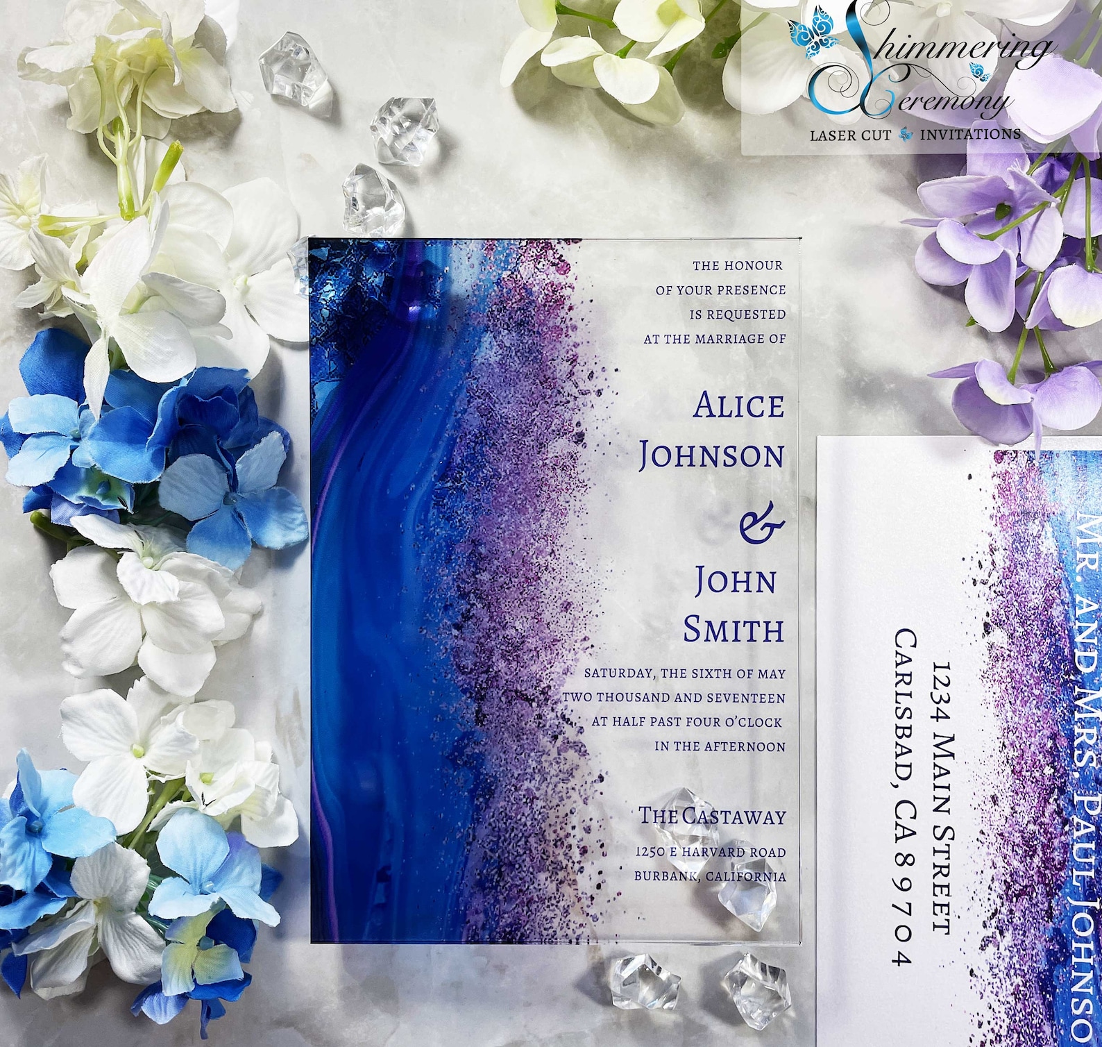 Geode Crystal Acrylic Wedding Invitation Modern Clear Invite - Etsy